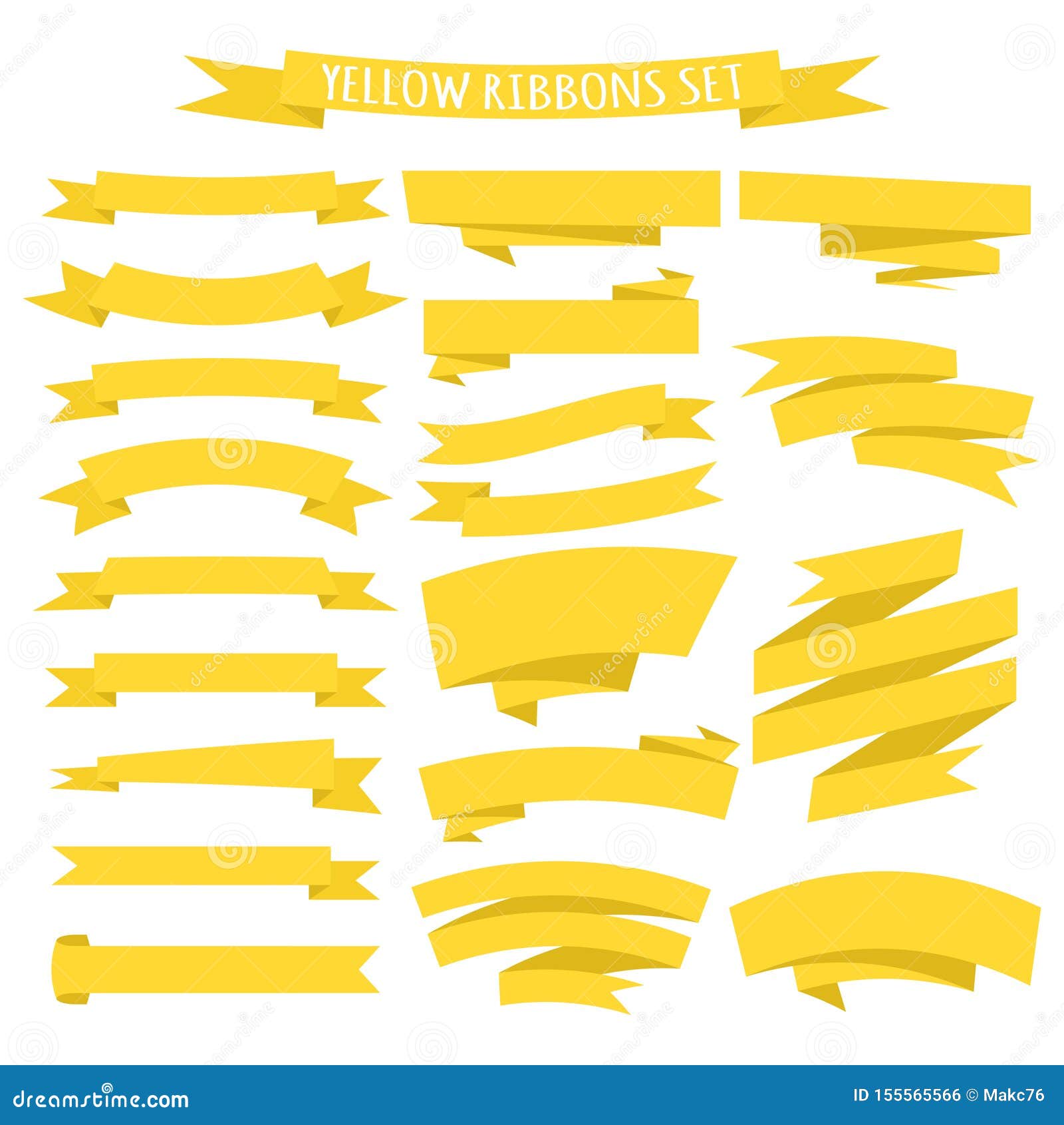 Set of Yellow Ribbons Isolated on White Background Stock Vector ...