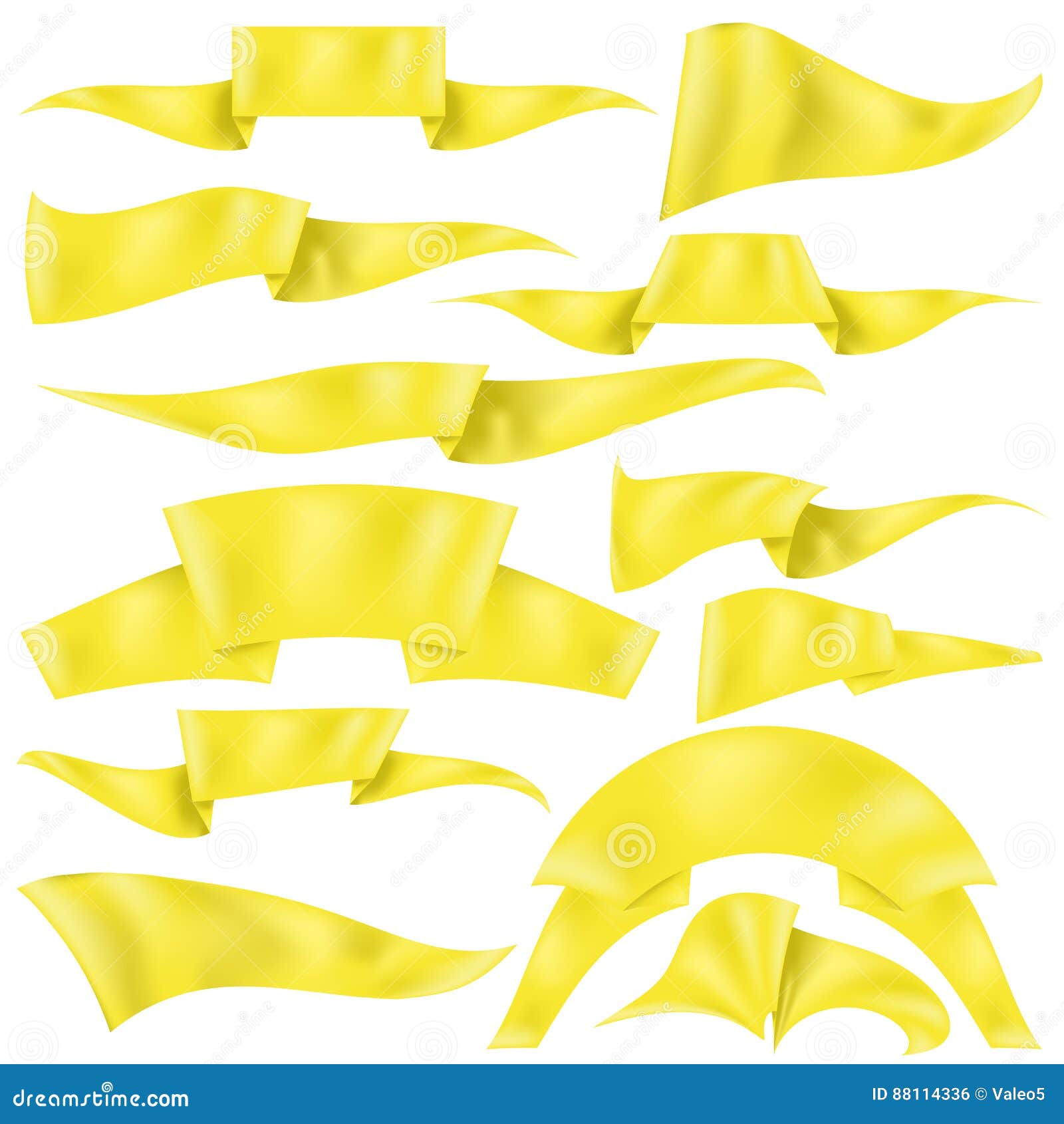 Set of Yellow Ribbons stock vector. Illustration of celebration - 88114336