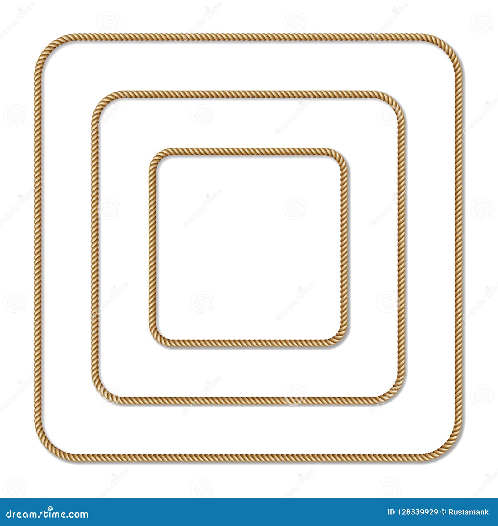 Set of Yellow Rope Woven Square Vector Border, Square Vector Frame ...