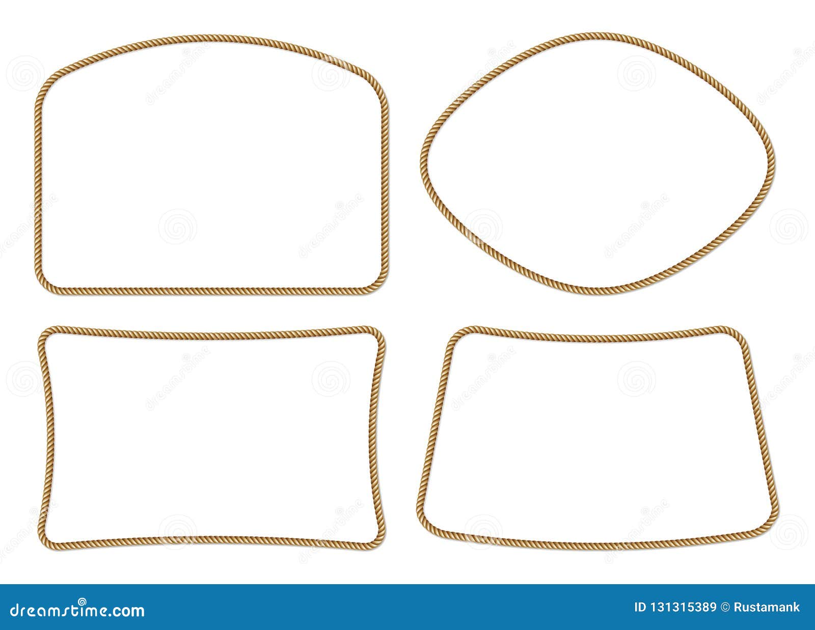 Yellow Rope Woven Horizontal Border With Rope Knots, Horizontal Vector ...