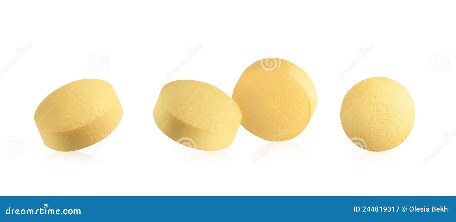 Set of Yellow Round Pills on White Background Stock Image - Image of ...