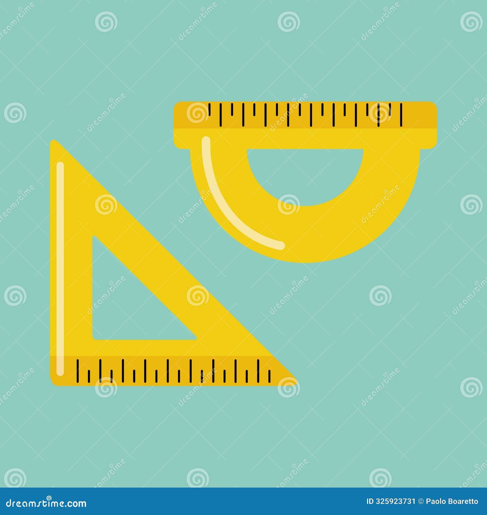 Set Yellow Rulers in Flat Style. Triangle Ruler and Protractor Stock ...