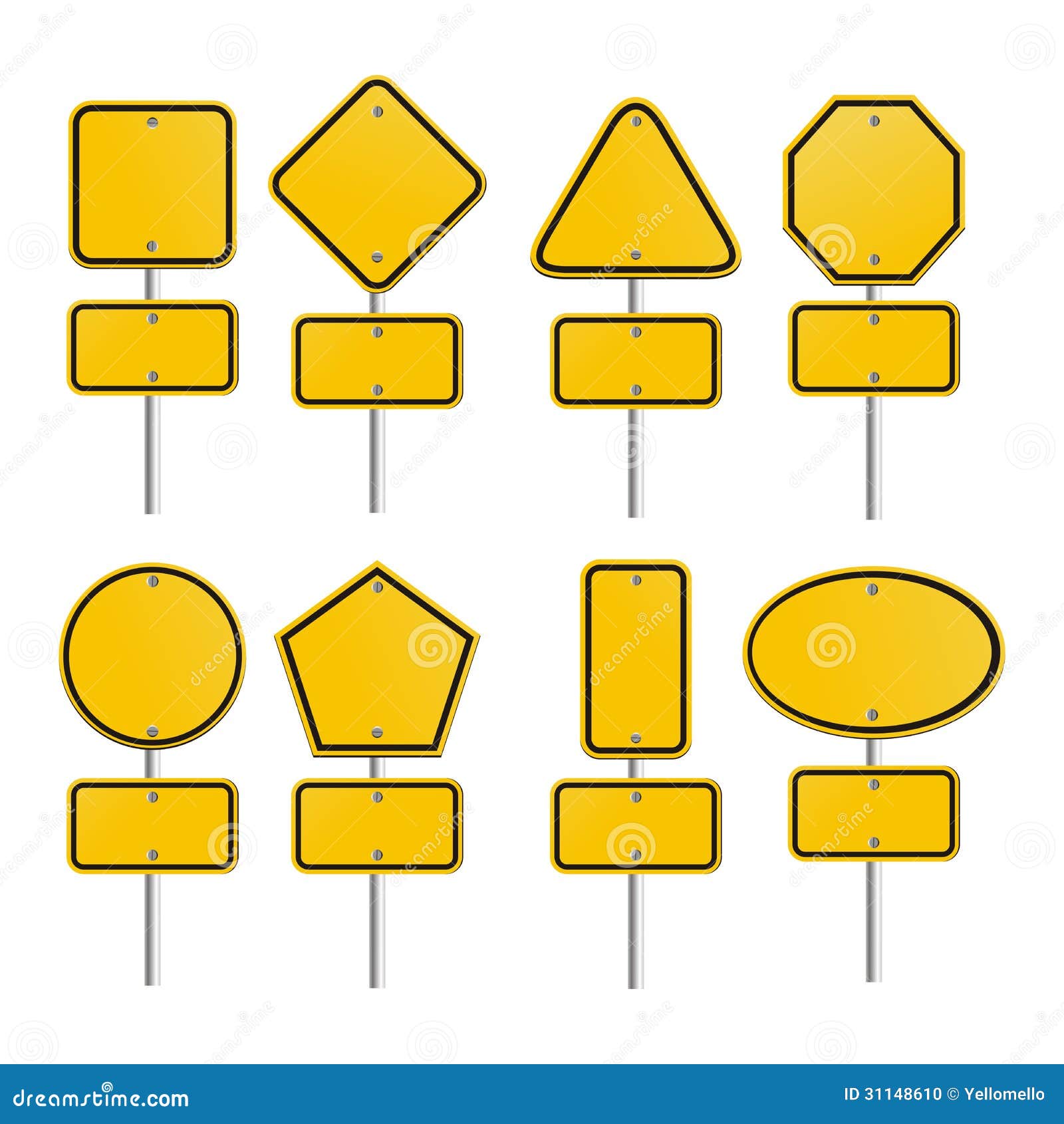 Set of yellow signs stock illustration. Illustration of construction ...