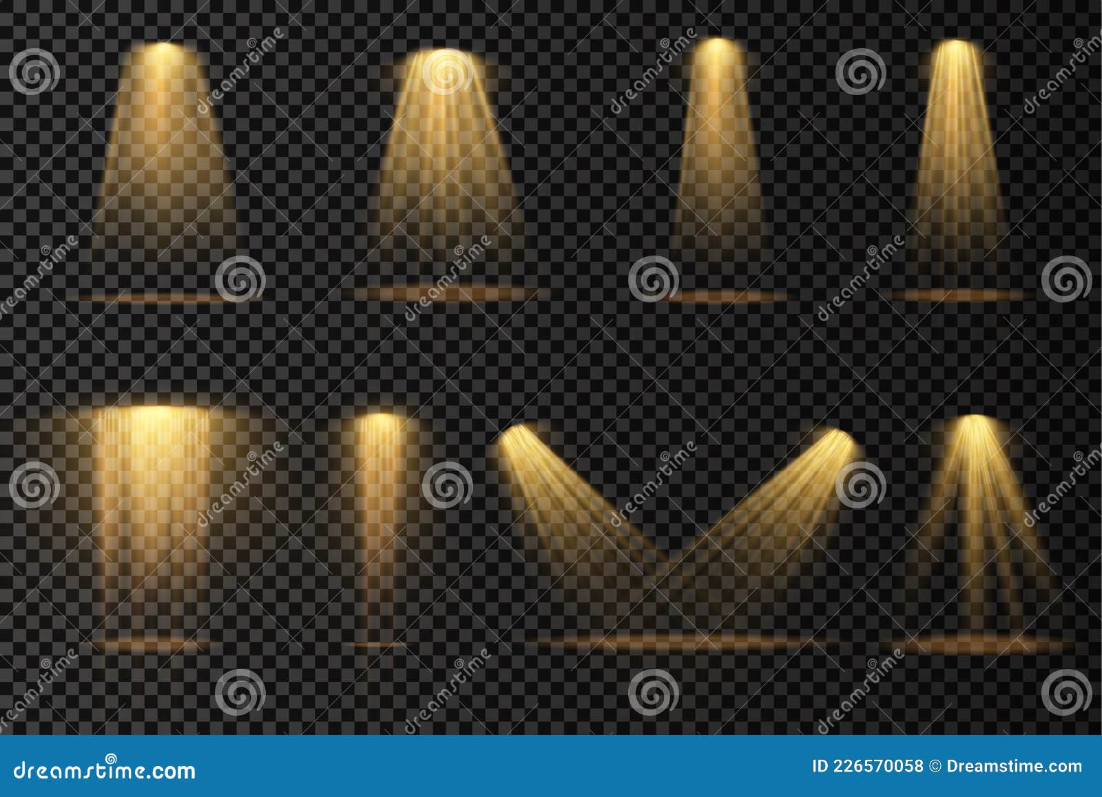 Set of Yellow Spotlight, Projector Light Effect. Stock Vector ...