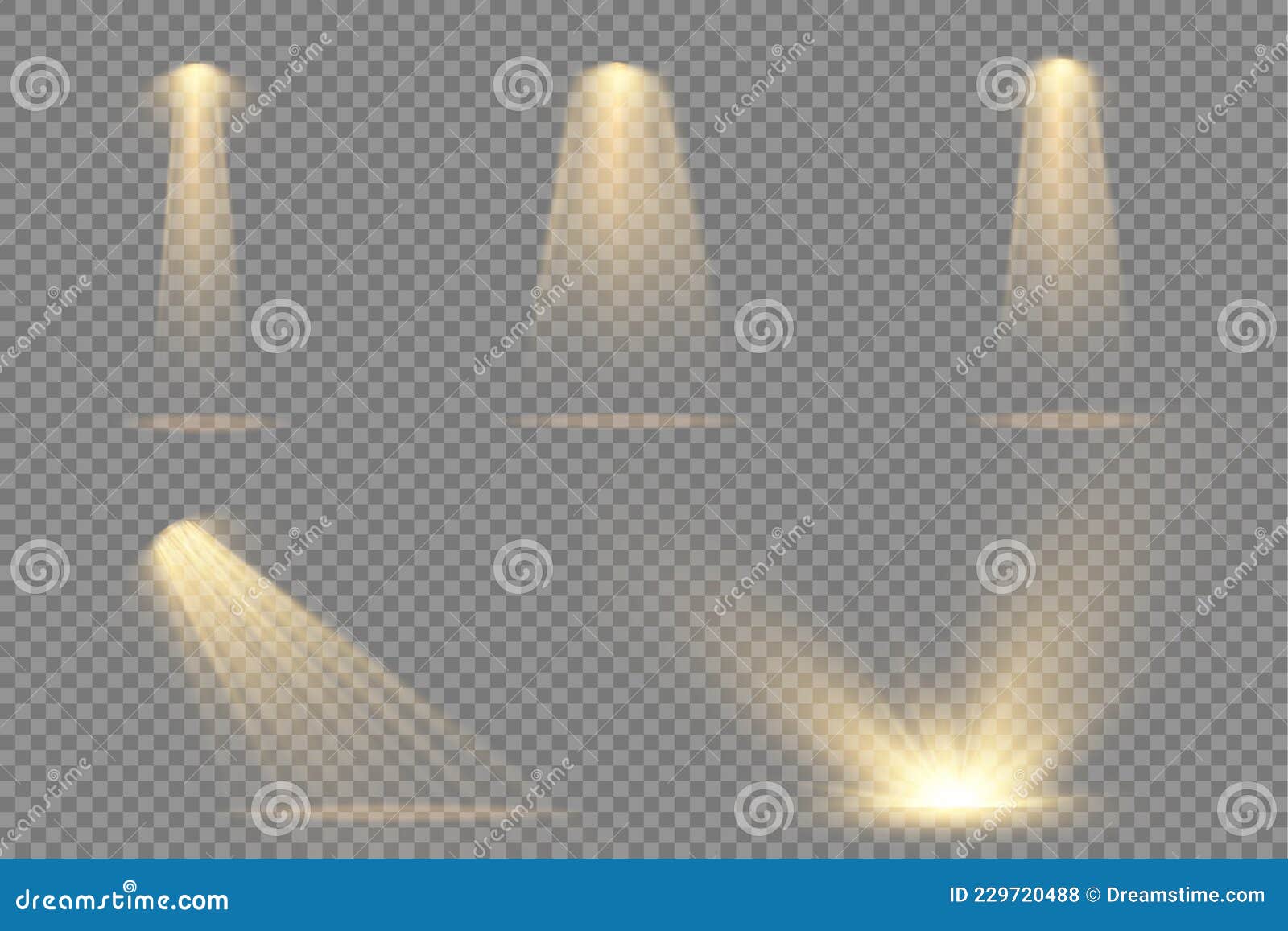 Set of Yellow Spotlight, Projector Light Effect. Stock Vector ...