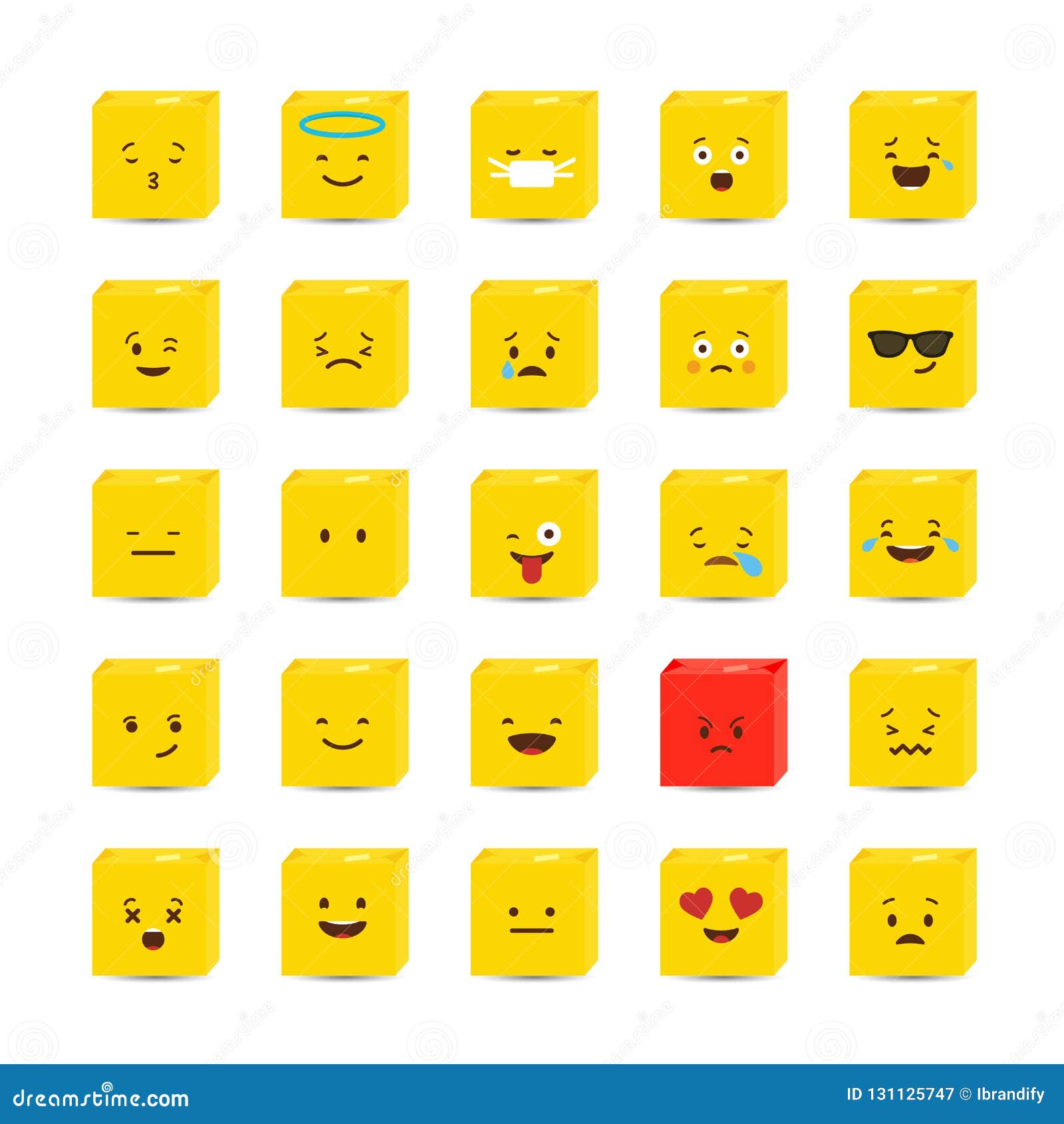 Set of Yellow Square Emojis Design Vector Stock Vector - Illustration ...