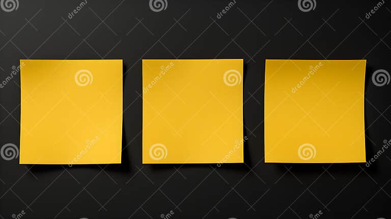Set of Yellow Square Paper Notes on a Black Background. Brainstorming ...
