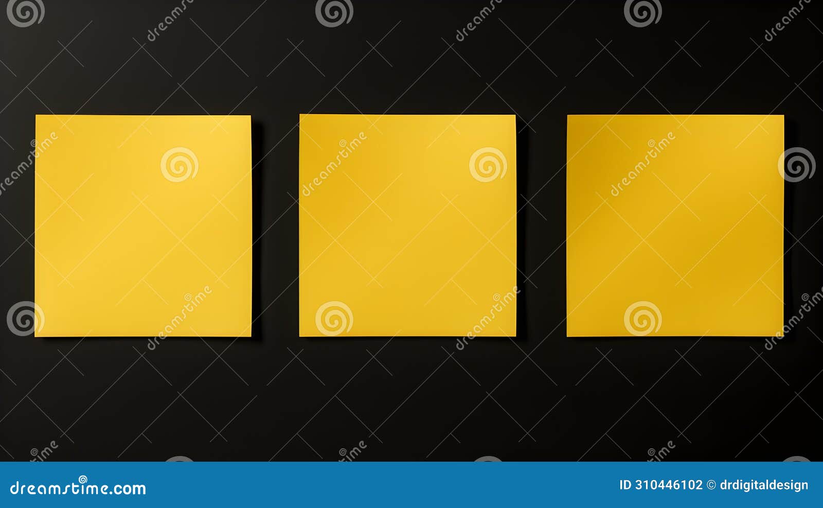 Set of Yellow Square Paper Notes on a Black Background. Brainstorming ...