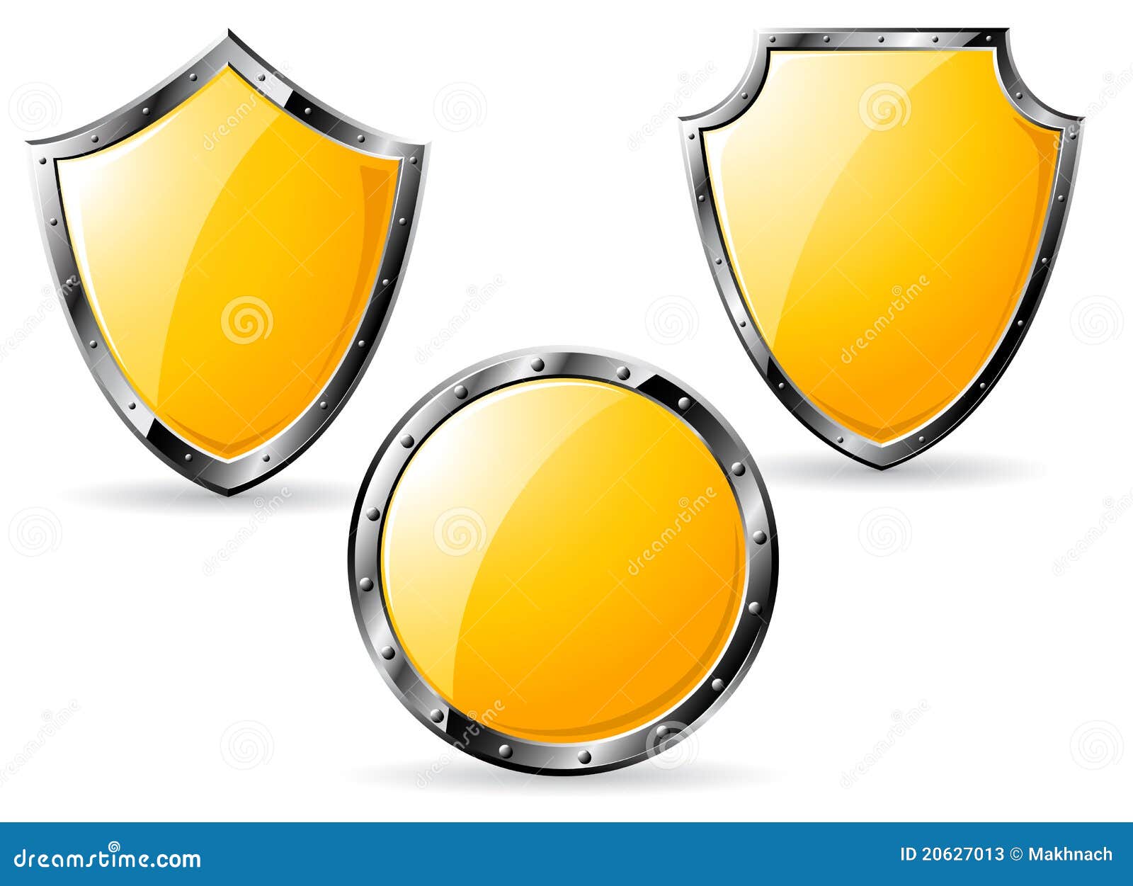 Set of Yellow Steel Shields Stock Vector - Illustration of shield, sign ...