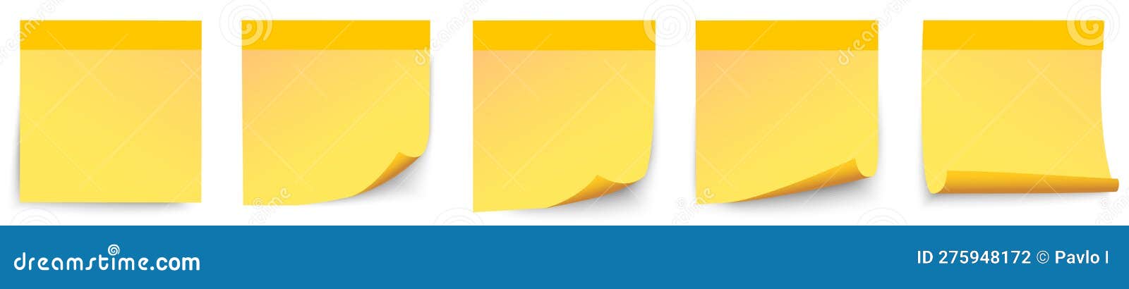 Set Yellow Sticky Papers, Collection Stick Note in Yellow Color ...