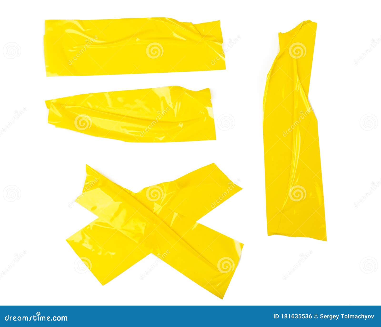 Set of Yellow Tapes on White Background Stock Photo - Image of board ...