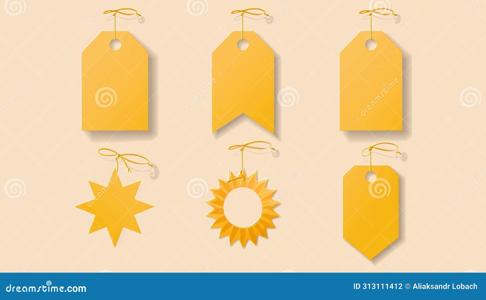 A Set of Yellow Trade Labels. Labels without Stickers Stock ...