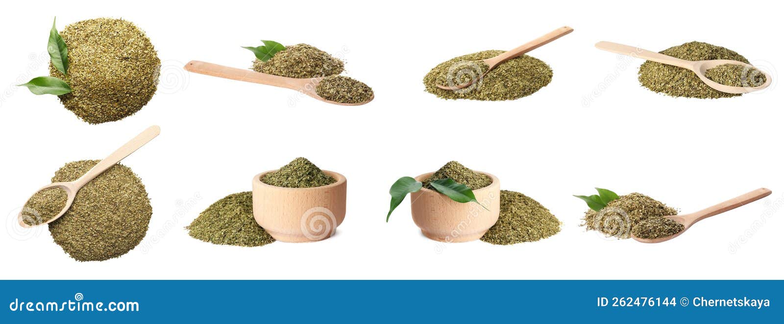 Set with Yerba Mate Leaf Mix on White Background. Banner Design Stock ...