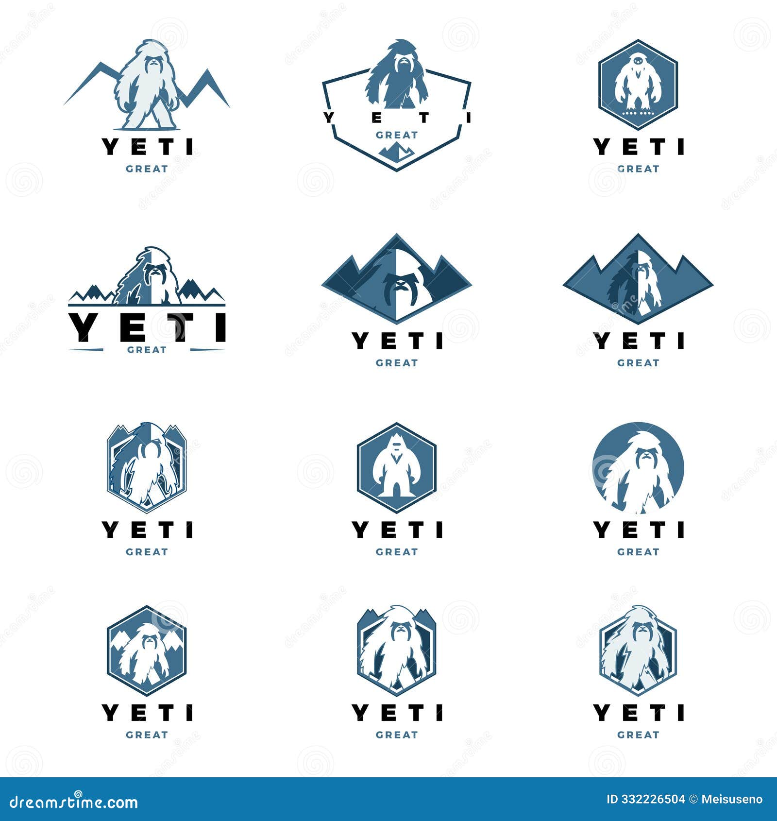 Set of Yeti Icon Logo Design Template Stock Illustration - Illustration ...