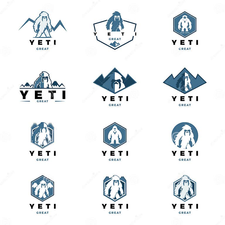 Set of Yeti Icon Logo Design Template Stock Illustration - Illustration ...