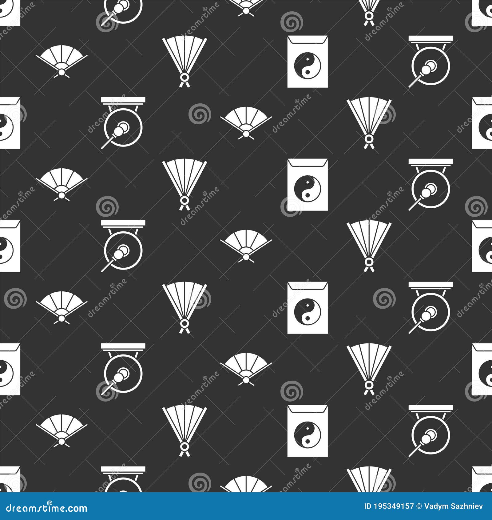 Set Yin Yang and Envelope, Gong, Paper Chinese Folding Fan and Paper ...