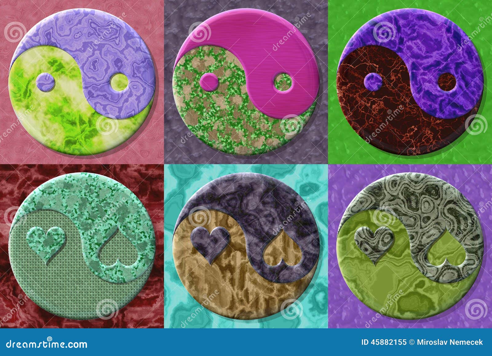 Set of Yin-yang Symbol Generated Textures Stock Illustration ...