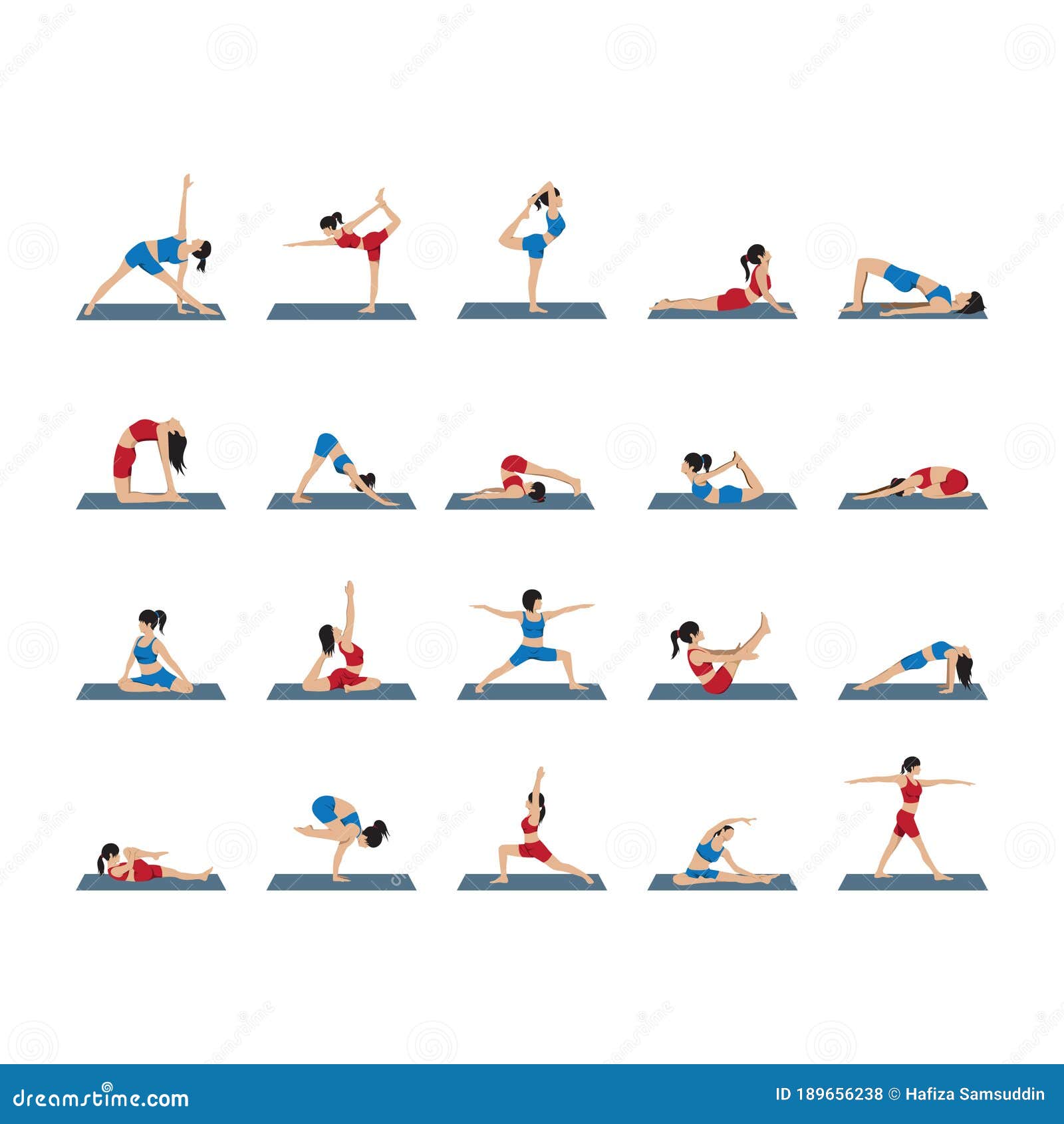 Set of Yoga Asanas. Vector Illustration Decorative Design Stock Vector ...