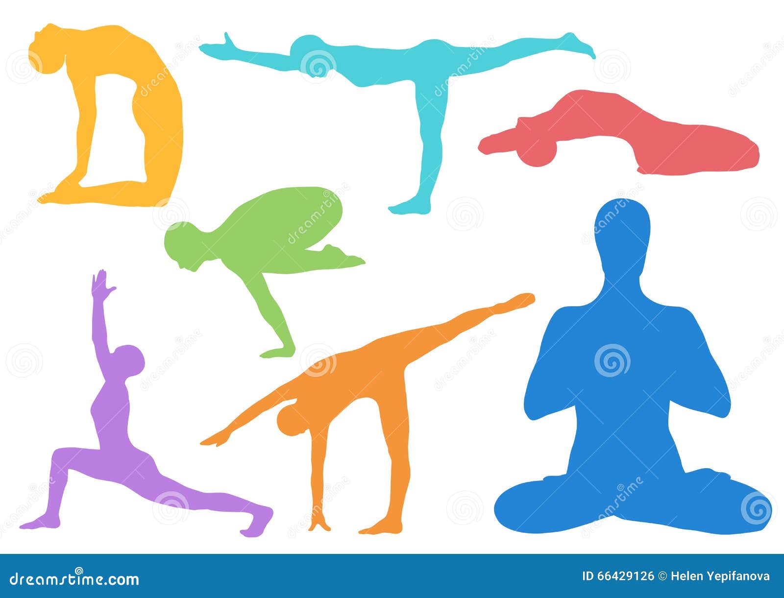 Set of yoga asanas. stock vector. Illustration of girl - 66429126