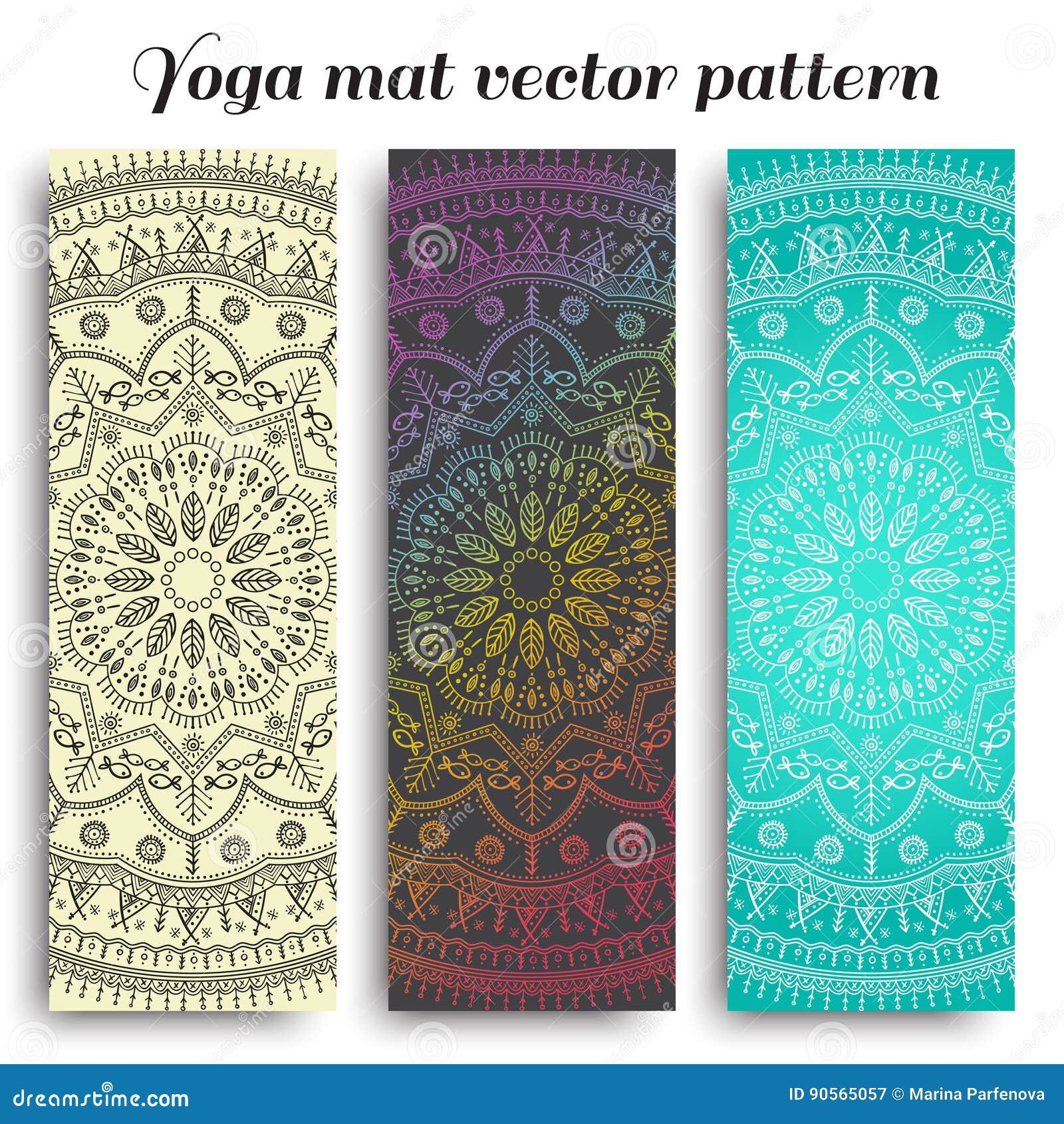 Set Of Yoga Mat Vector Pattern Stock Vector - Illustration of lacy ...