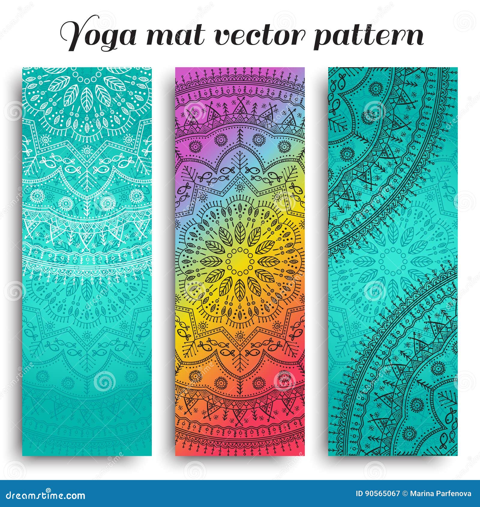 Set of Yoga Mat Vector Pattern Stock Vector - Illustration of card ...