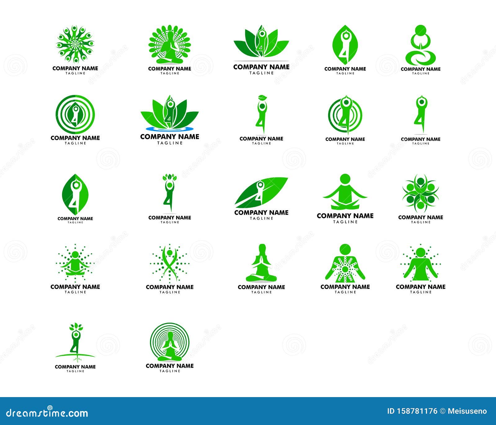 Set of Yoga Pose Logo Design Template Stock Vector - Illustration of ...