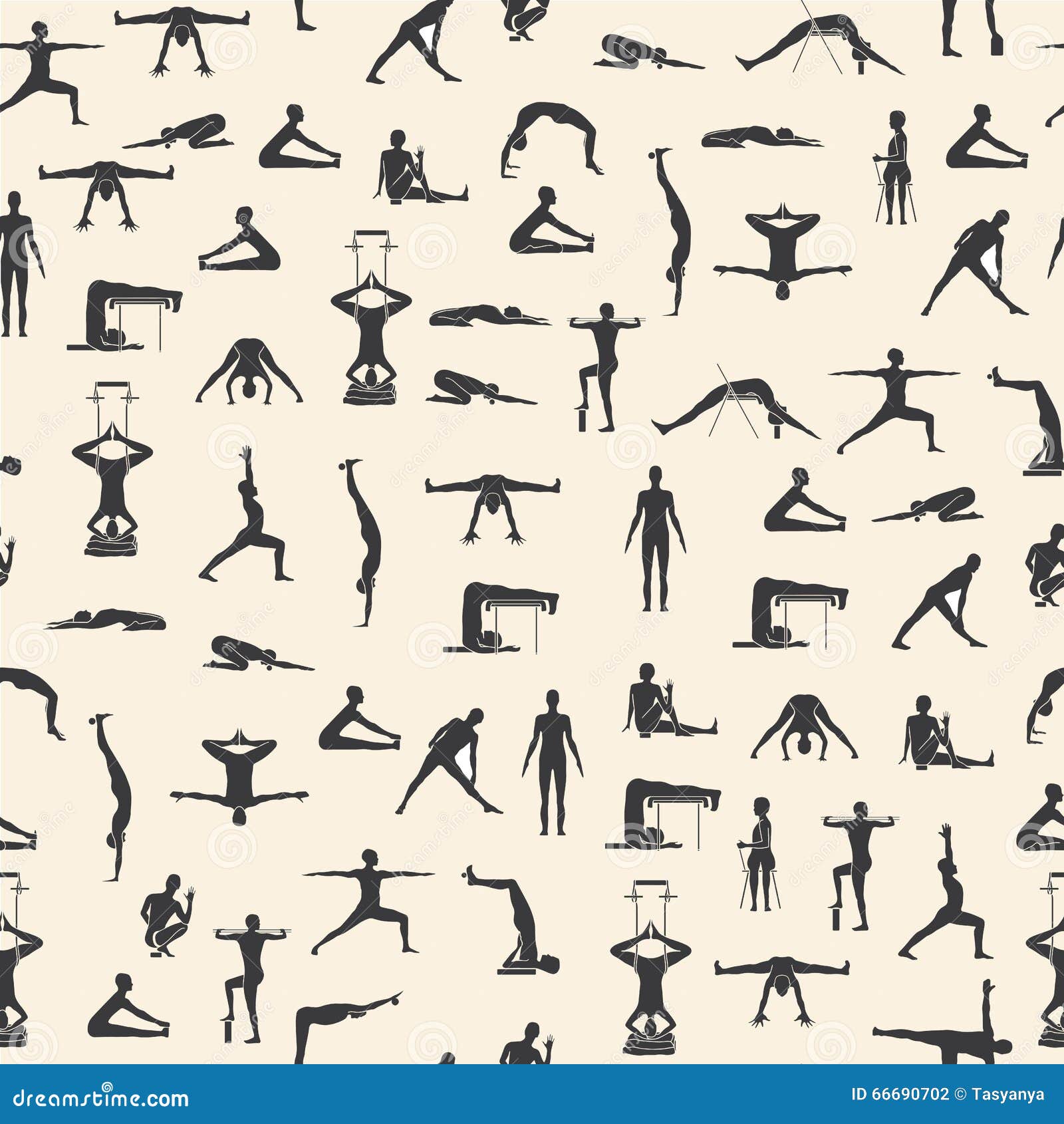 Set of yoga poses. stock vector. Illustration of action - 66690702