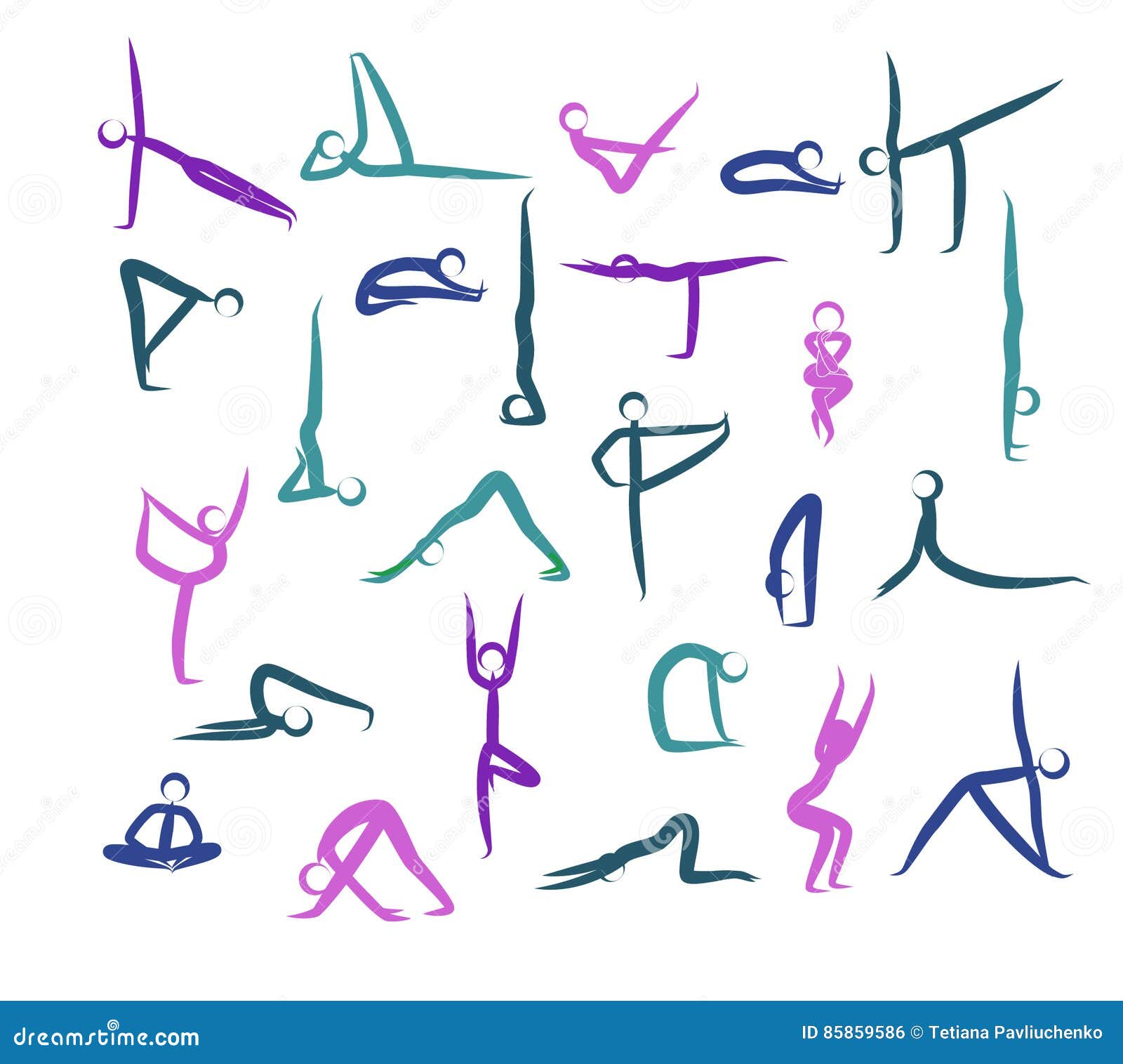 Set of Yoga Positions. Color Stock Vector - Illustration of pilates ...