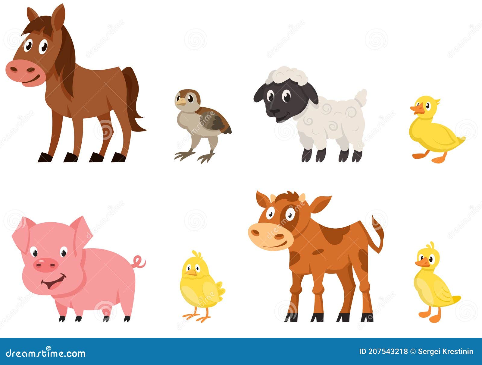 Set of Young Animals Side View Stock Vector - Illustration of cattle ...