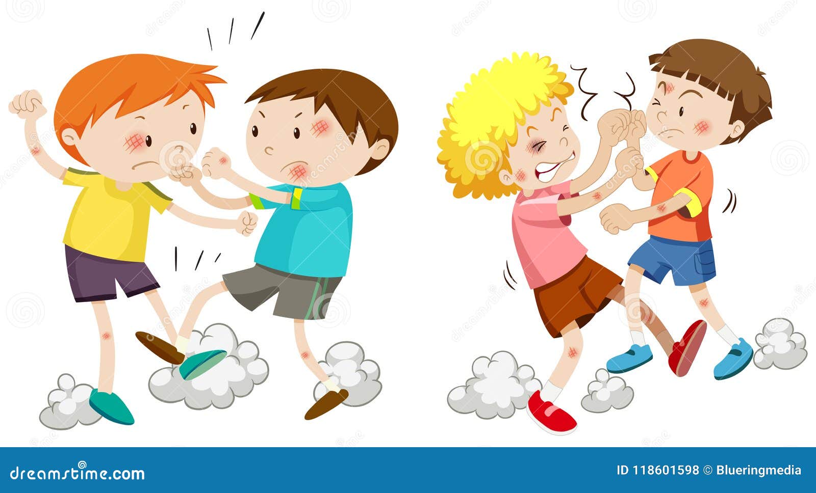 Two Boys Fighting Silhouette. Two Young Brothers Fight Illustration ...