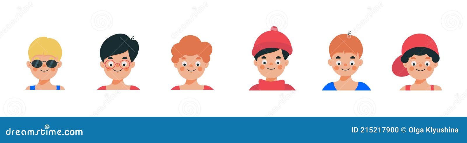 Set of Young Man Faces. Vector Illustration of Diverse Man Avatars in ...