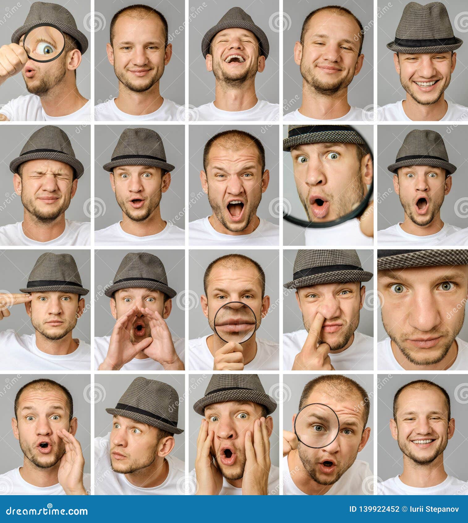 Set of Young Man`s Portraits with Different Emotions and Gestures Stock ... Set of Young Man`s Portraits with Different Emotions and Gestures Stock ...
