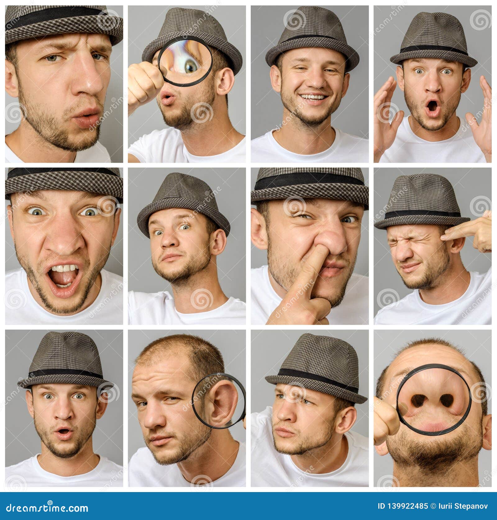 Set of Young Man`s Portraits with Different Emotions and Gestures Stock ... Set of Young Man`s Portraits with Different Emotions and Gestures Stock ...