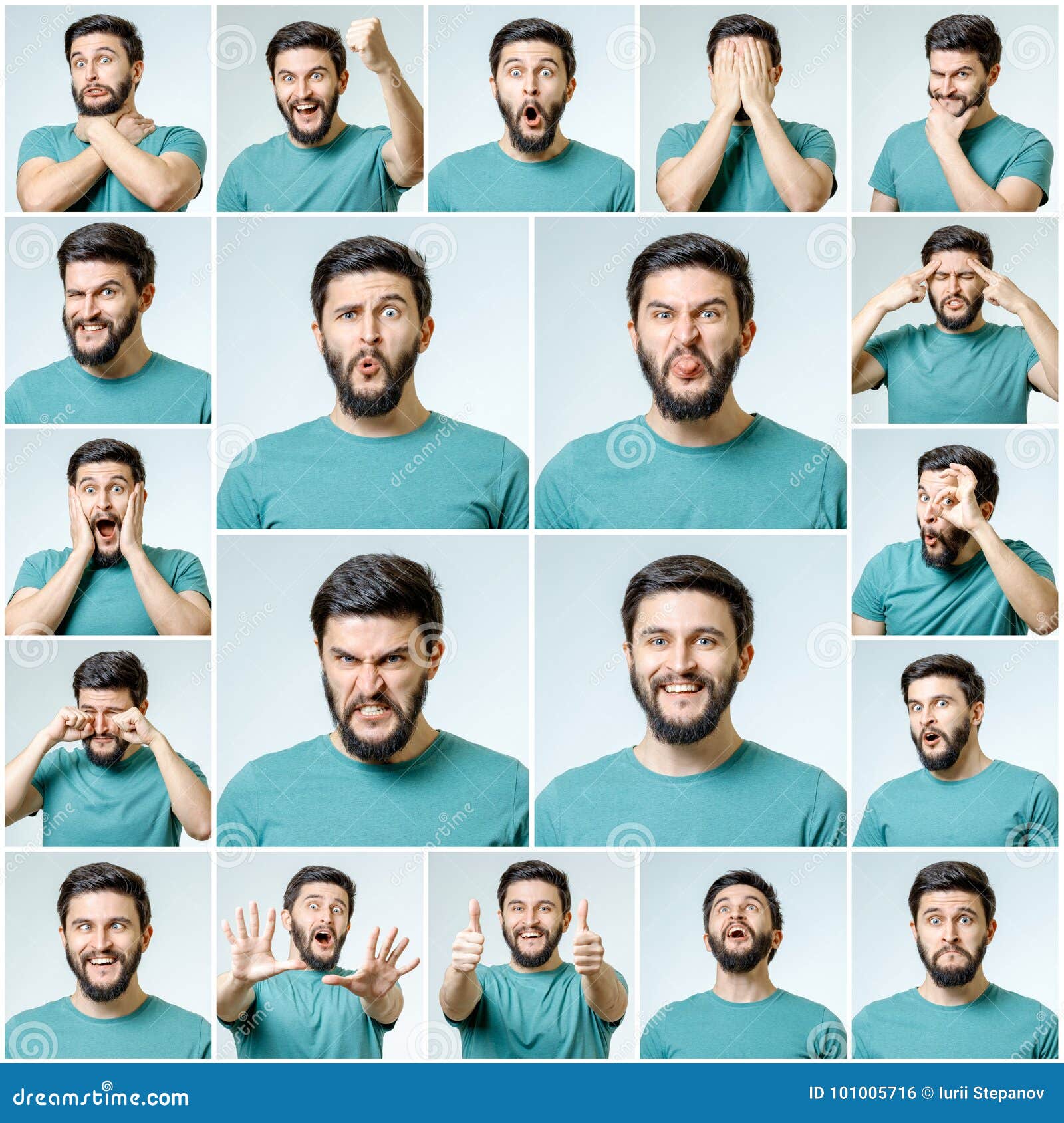 Set of Young Man`s Portraits with Different Emotions Stock Photo ... Set of Young Man`s Portraits with Different Emotions Stock Photo ...