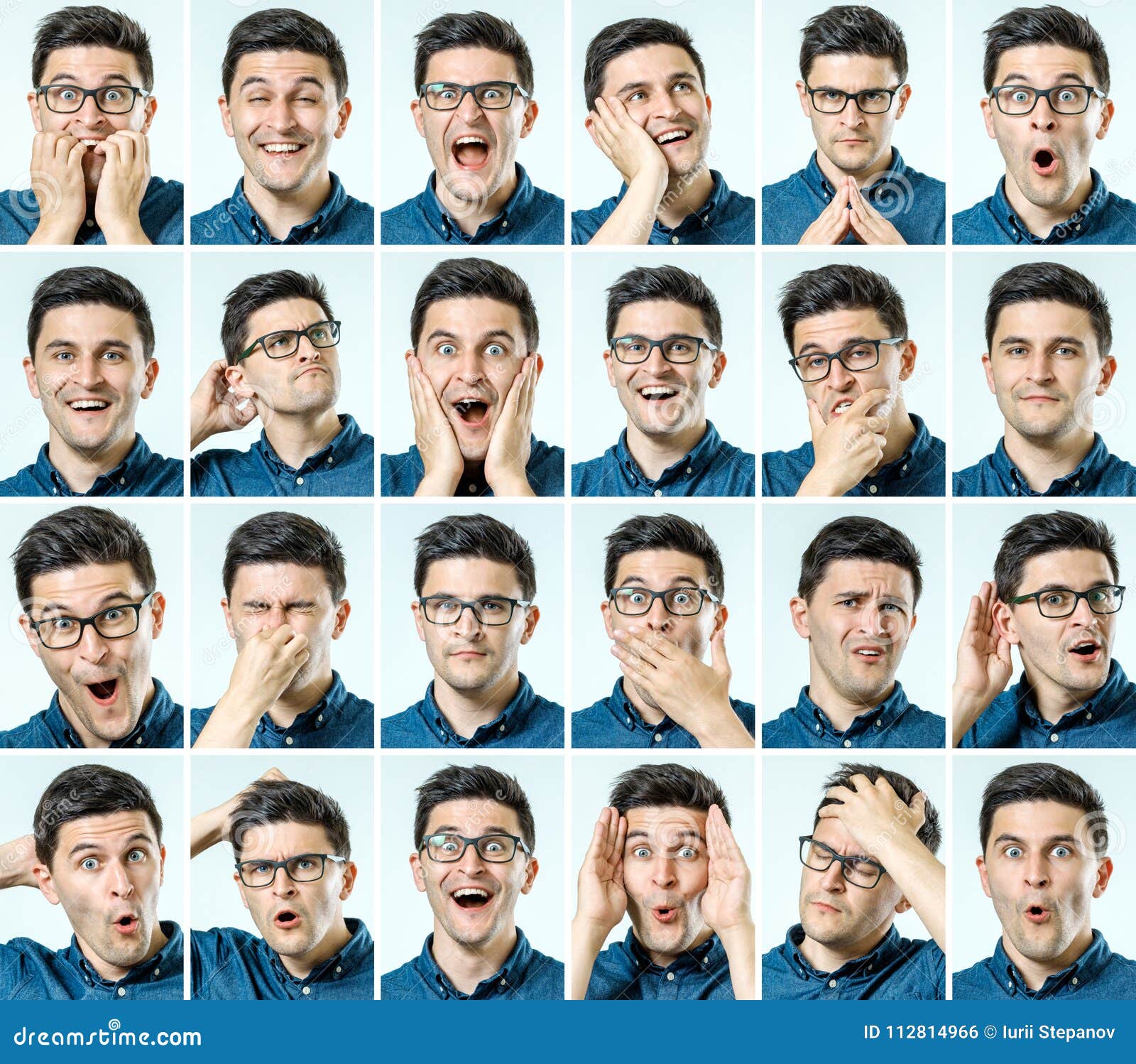 Set of Young Man`s Portraits with Different Emotions Stock Photo ... Set of Young Man`s Portraits with Different Emotions Stock Photo ...