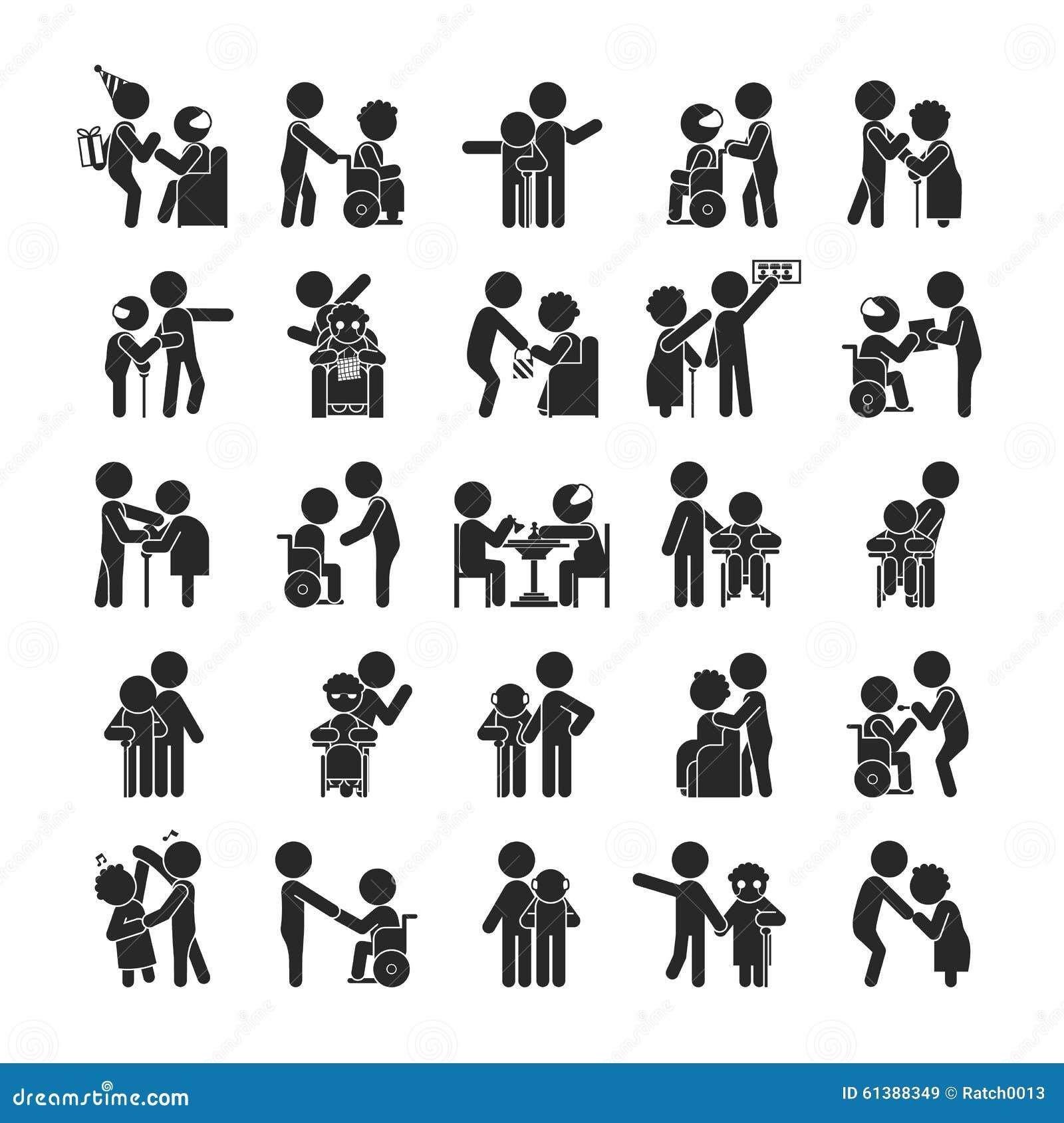 Young Volunteer Helping Needy People Flat Vector Set | CartoonDealer ...