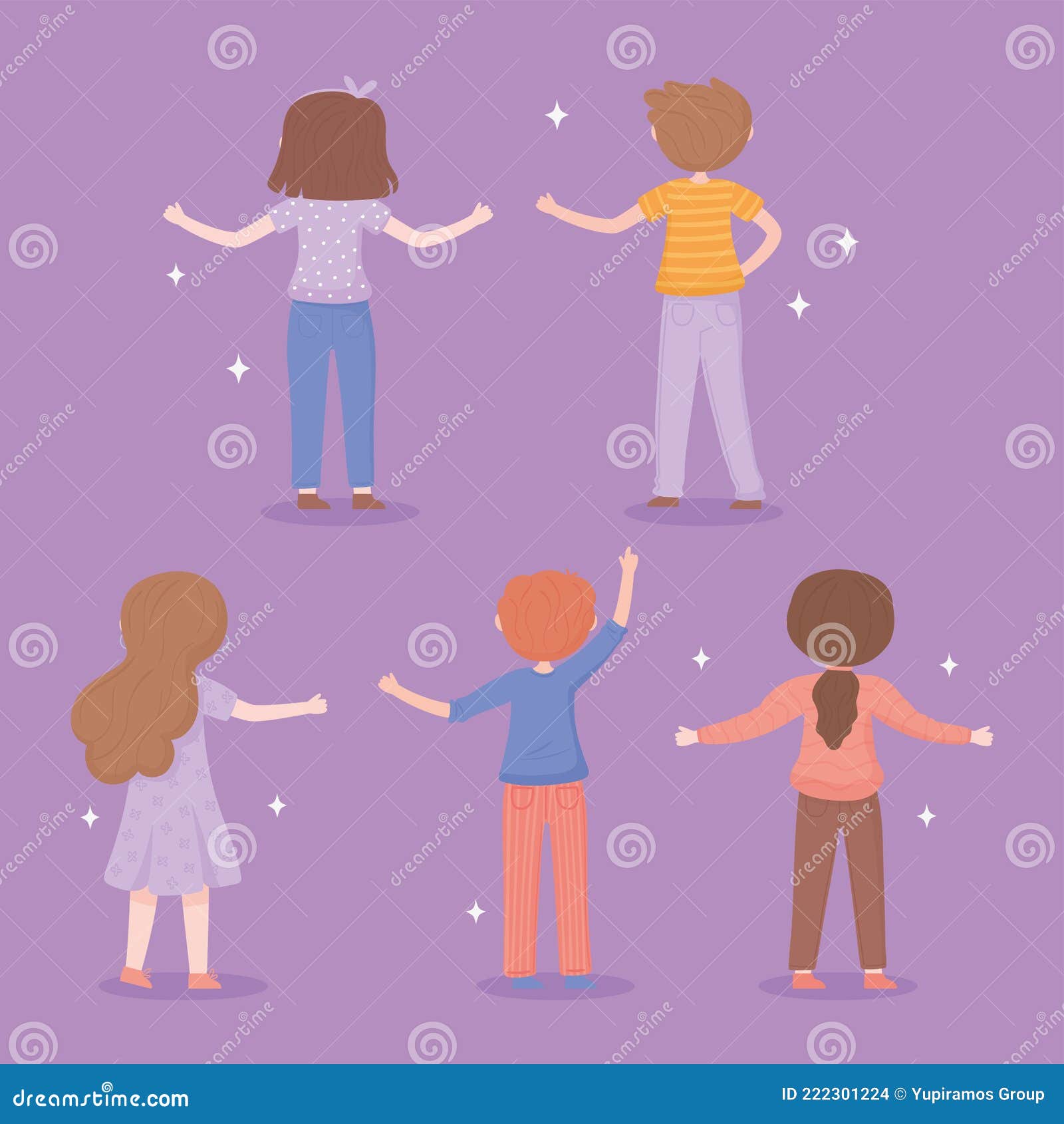 Set of youth back view stock vector. Illustration of back - 222301224