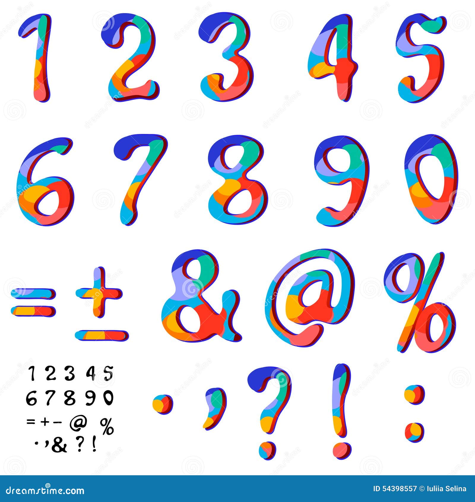 Set Zahlen und Symbole vektor abbildung. Illustration von auslegung ...