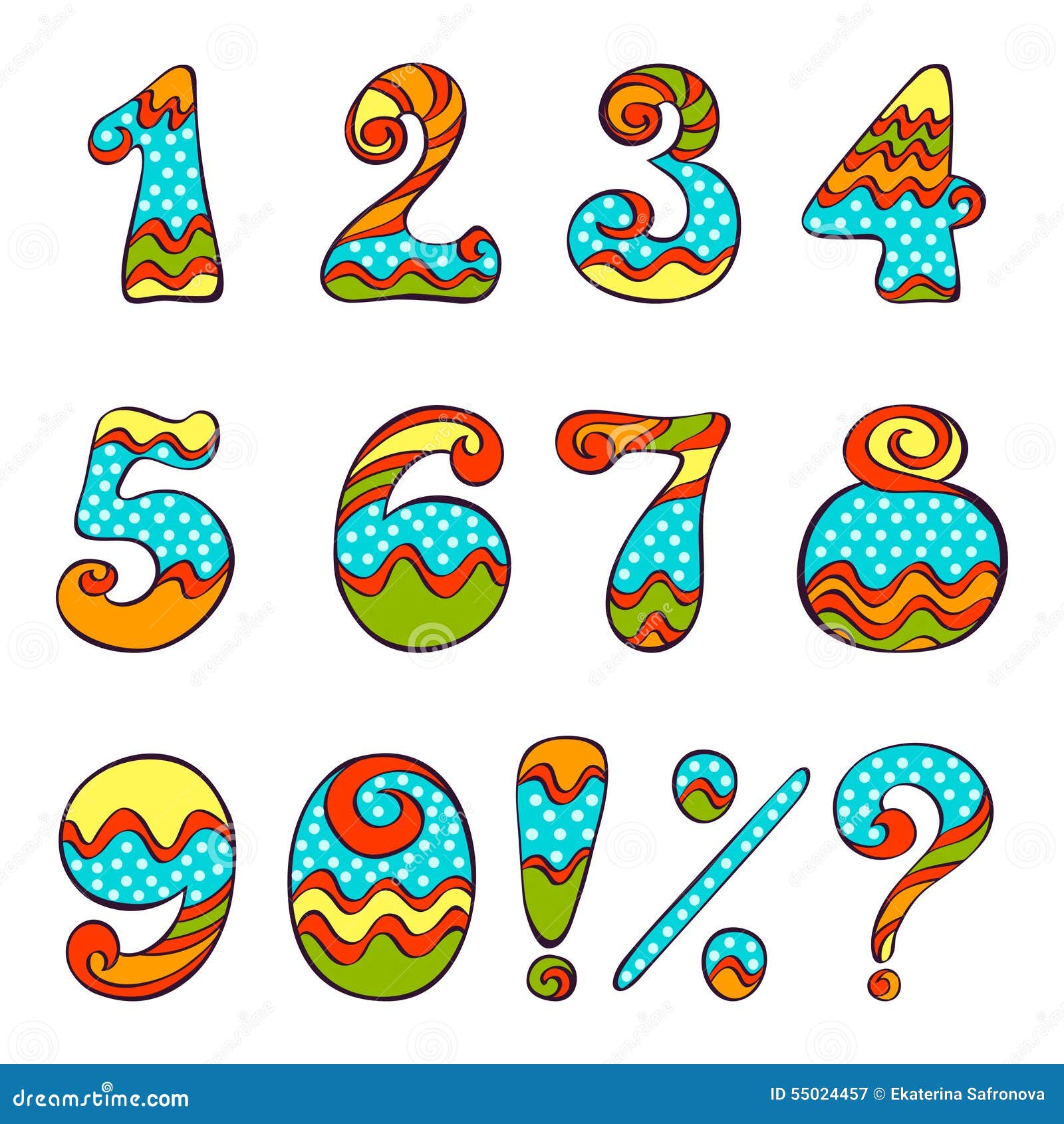 Set Zahlen und Symbole vektor abbildung. Illustration von einstellen ...