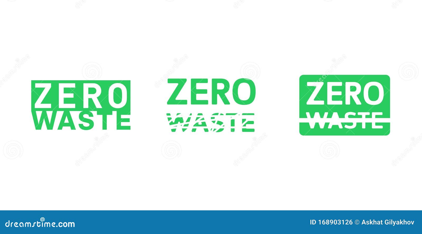 Set of Zero Waste Rectangle Logos. Zero Waste Emblems. Ecology and ...