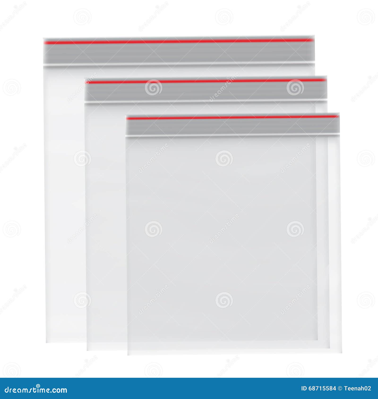 Set of Ziplock Empty Transparent Plastic Packaging Bag Stock Vector ...