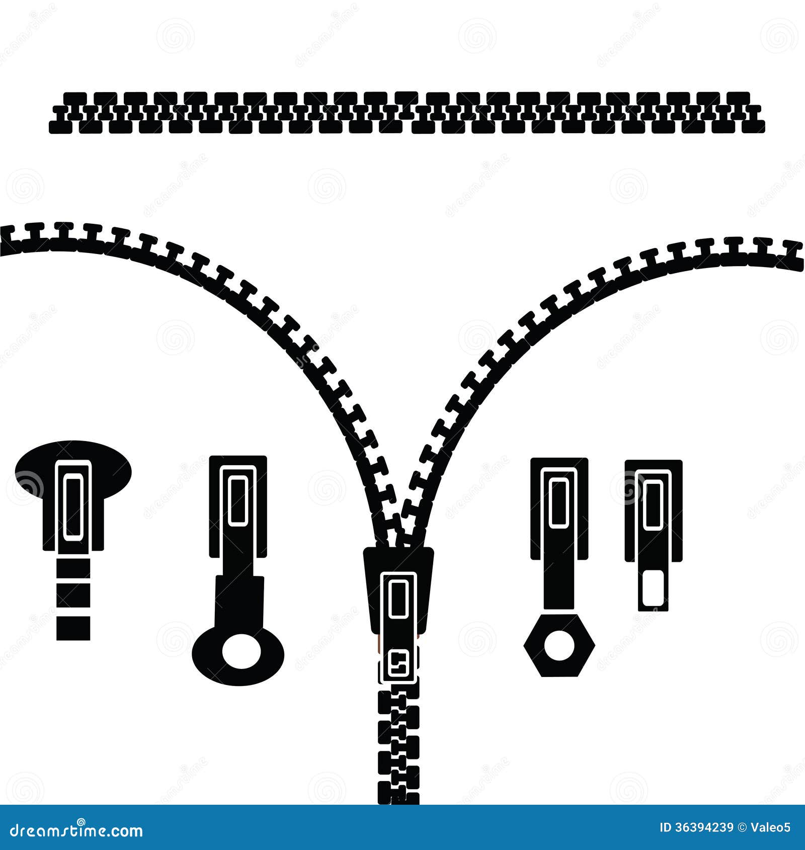 Set of zipper stock vector. Illustration of open, design - 36394239