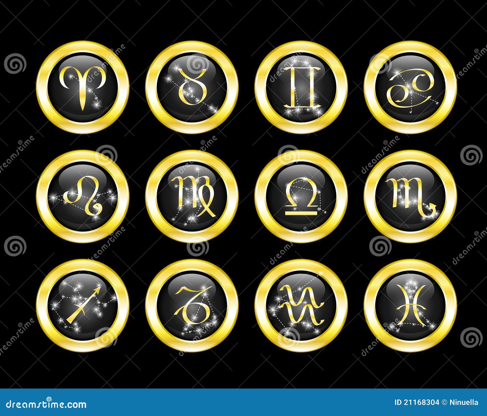 Set of zodiac buttons stock vector. Illustration of pisces - 21168304