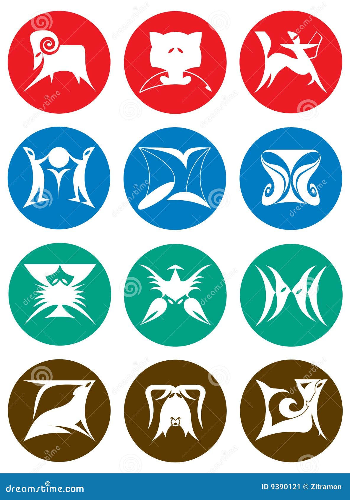 Set of Zodiac Signs stock vector. Illustration of earth - 9390121