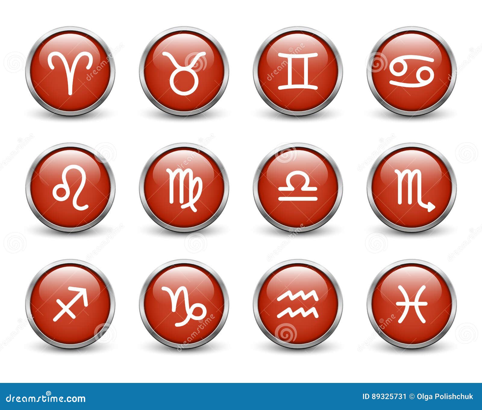 Set of zodiac symbols stock vector. Illustration of metallic - 89325731