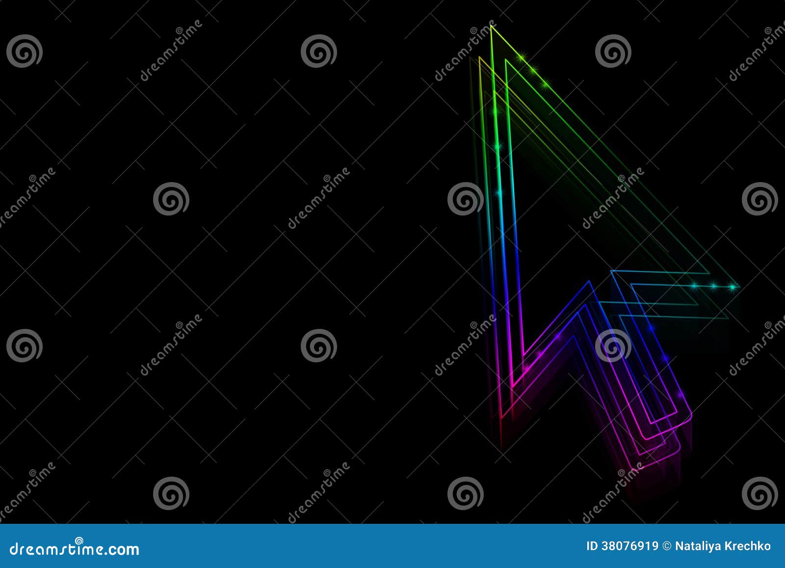 Seta De Néon Em Um Fundo Preto Ilustração Stock - Ilustração de sinal ...