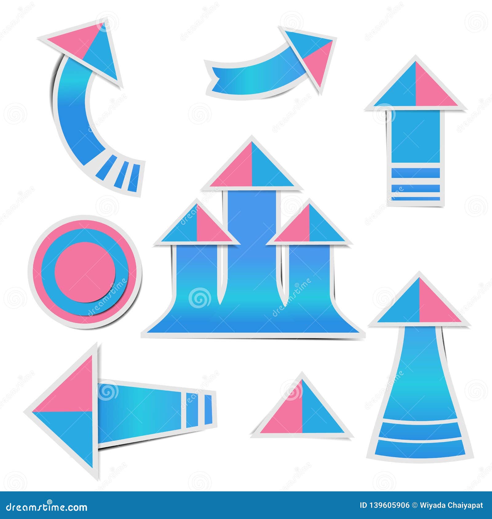Seta De Papel Azul E Etiquetas De Papel Amarelas Da Seta Ilustração ...