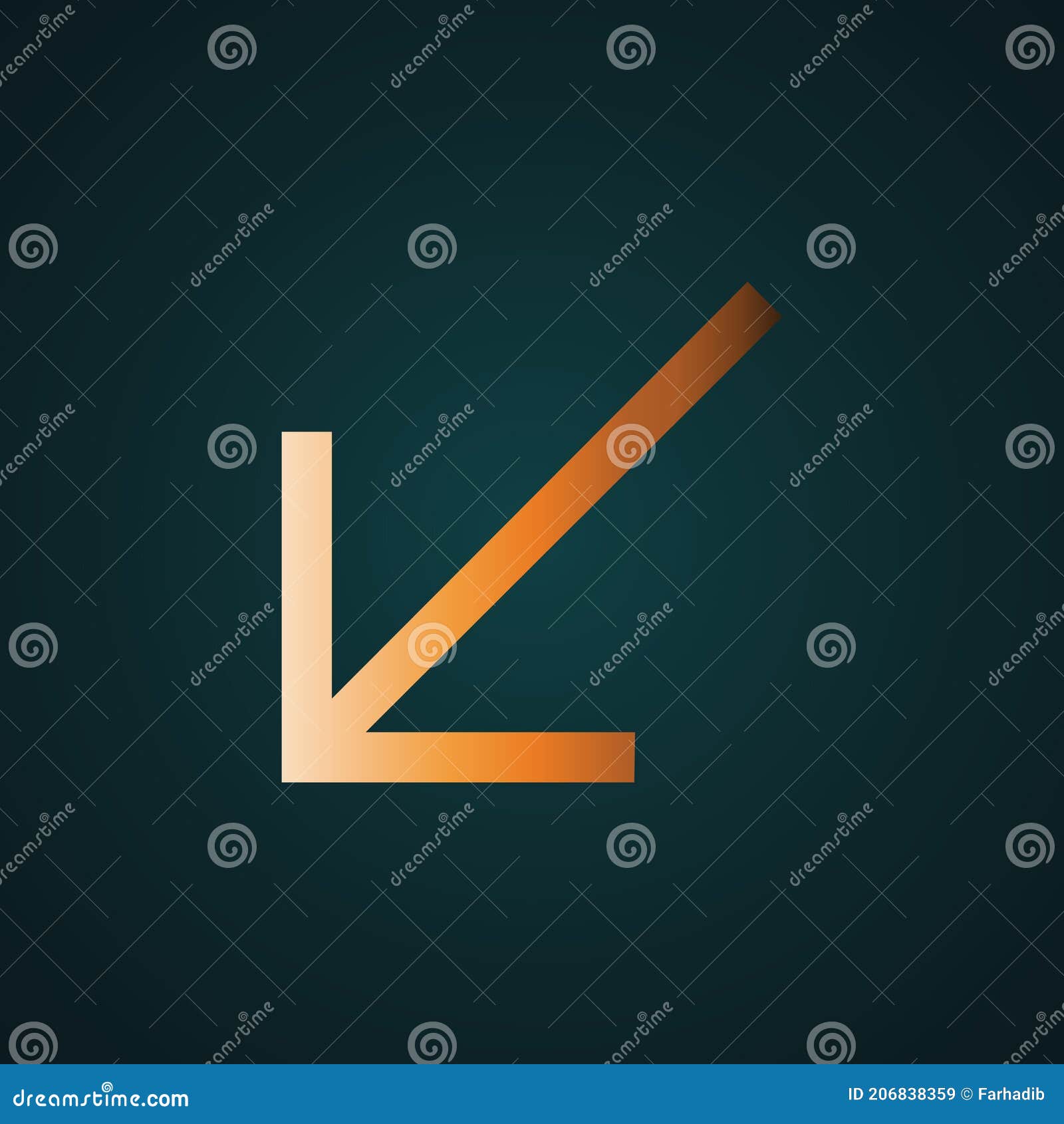 Seta Dourada Isolada. Conceito De Ouro Gradiente Com Fundo Escuro ...