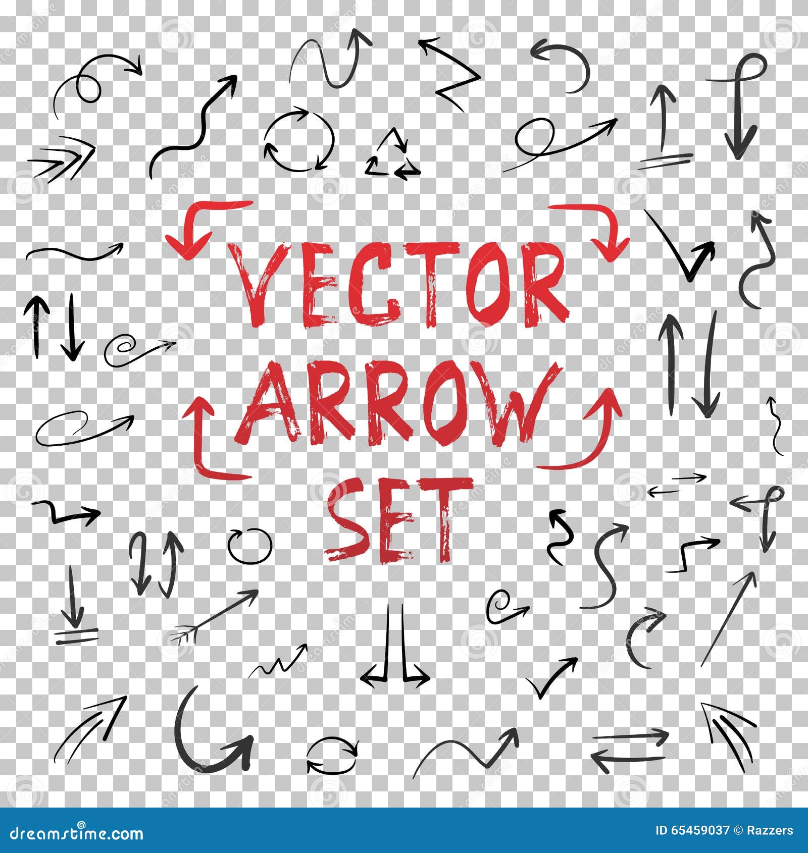 Seta Feito a Mão Do Vetor Handdrawn Ajustada Sobre Ilustração do Vetor ...