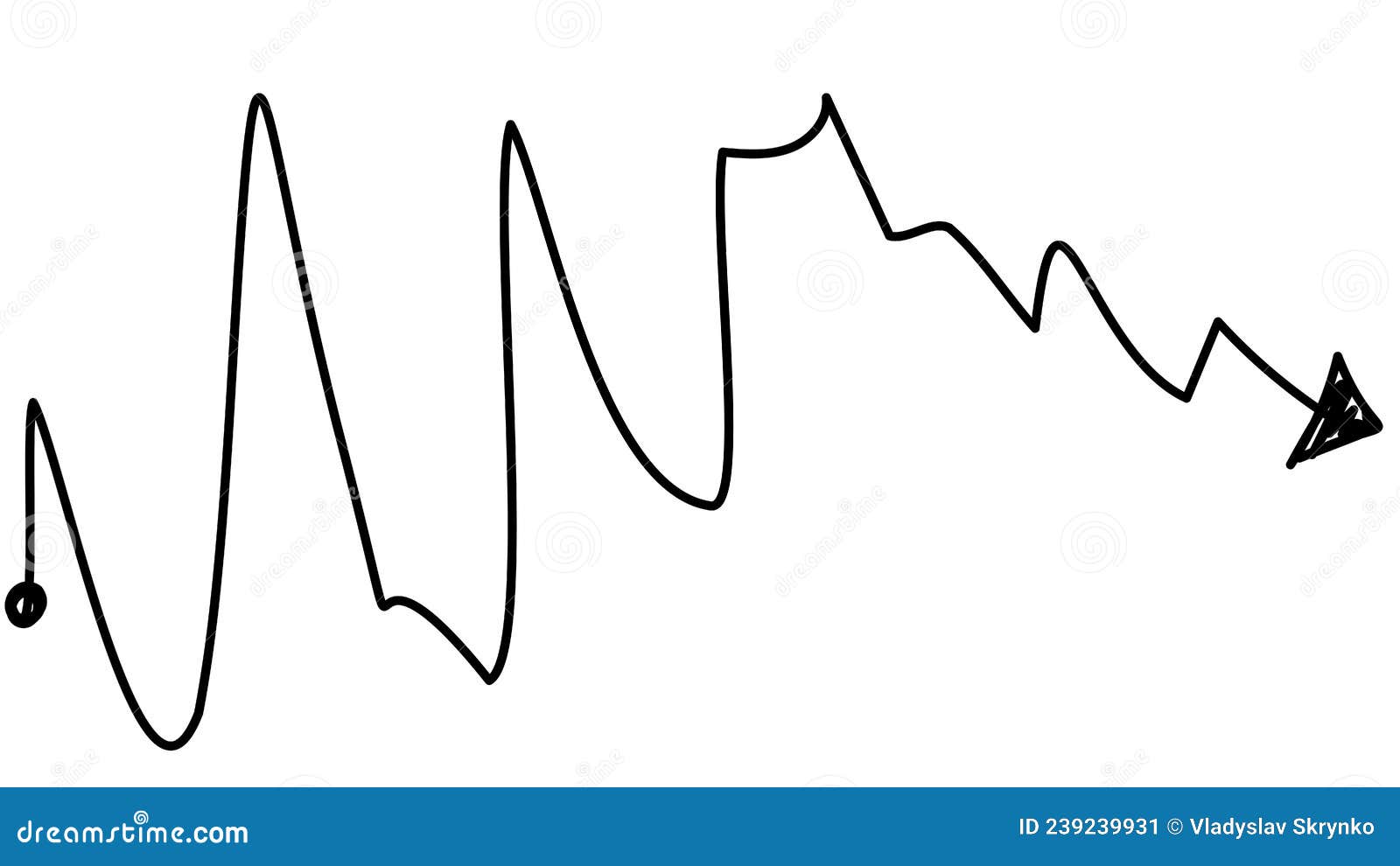 Seta Na Linha De Rabisco Com Subida. Ilustração do Vetor - Ilustração ...